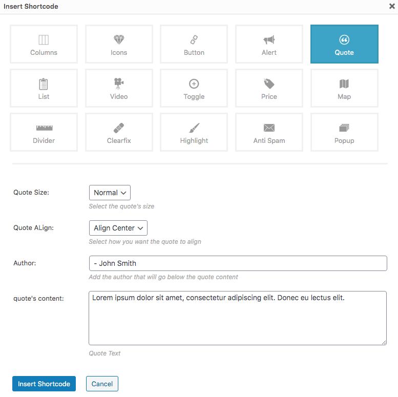 How to add quote shortcodes to your WordPress page | Kapsule Small ...