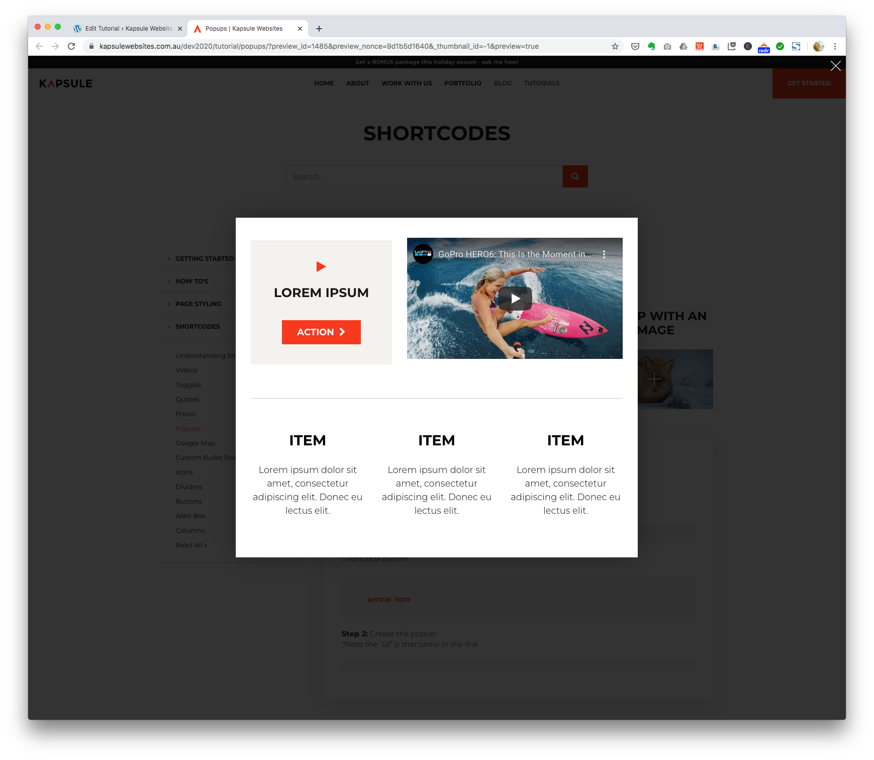 How to add a pop-up shortcodes to your WordPress page | Kapsule Small ...